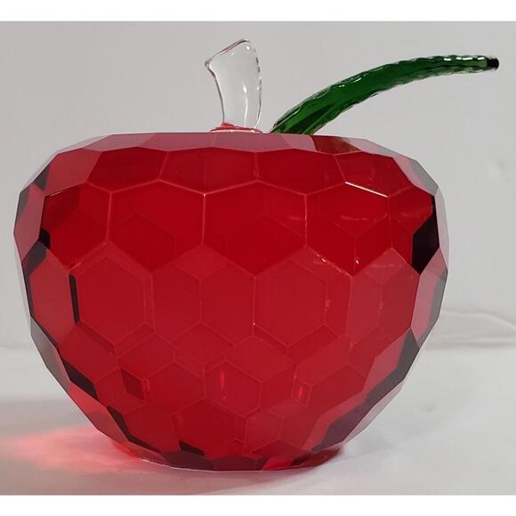 Other | Simon Designs Sd Red Crystal Art Apple With Green Leaf ...